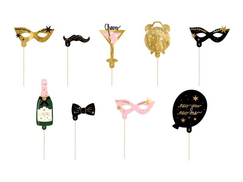Photo props Let's party, mix (1 pkt / 9 pc.) - Designer decorations and ...