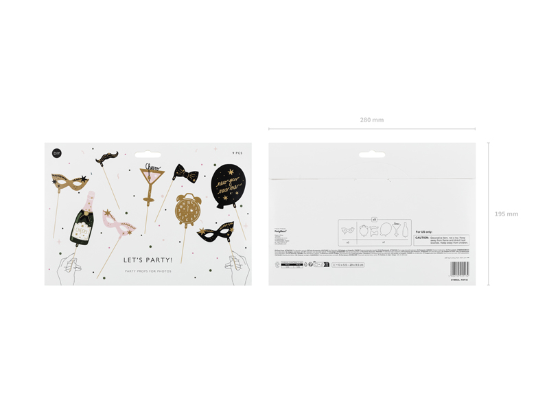 Photo props Let's party, mix (1 pkt / 9 pc.) - Designer decorations and ...