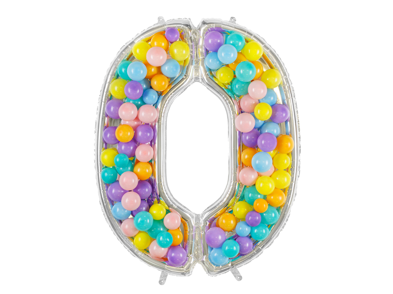 Number Frame '0' for Latex Balloons, 126cm, Silver - Designer ...