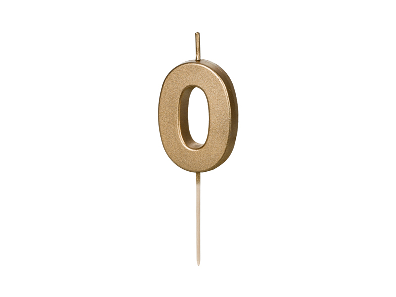 Birthday candle Number 0, 4.5 cm, gold - Designer decorations and ideas ...