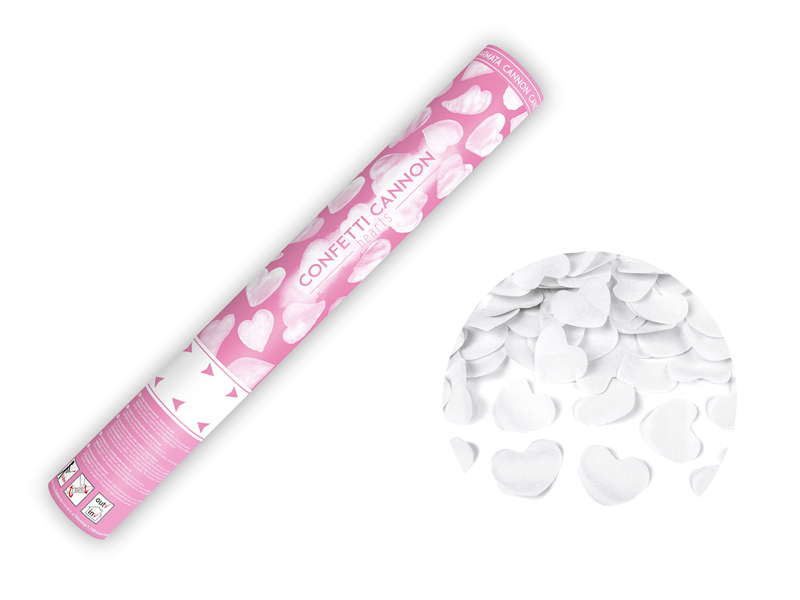 Confetti cannon with hearts, white, 40cm - Designer decorations and ...