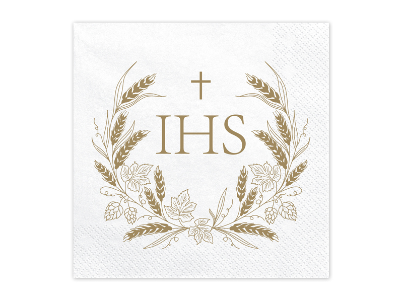 Napkins IHS, 33x33 cm, gold (1 pkt / 12 pc.) - Designer decorations and ...