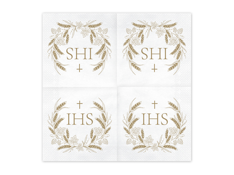 Napkins IHS, 33x33 cm, gold (1 pkt / 12 pc.) - Designer decorations and ...