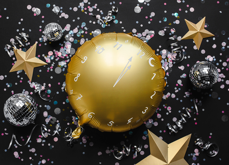 Foil balloon Clock, 45 cm, gold - Designer decorations and ideas for ...