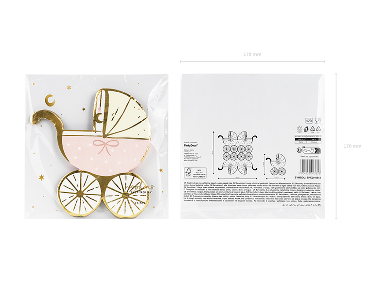 Napkins Baby stroller, light pink, 14x15 cm (1 pkt / 20 pc.) - Designer ...
