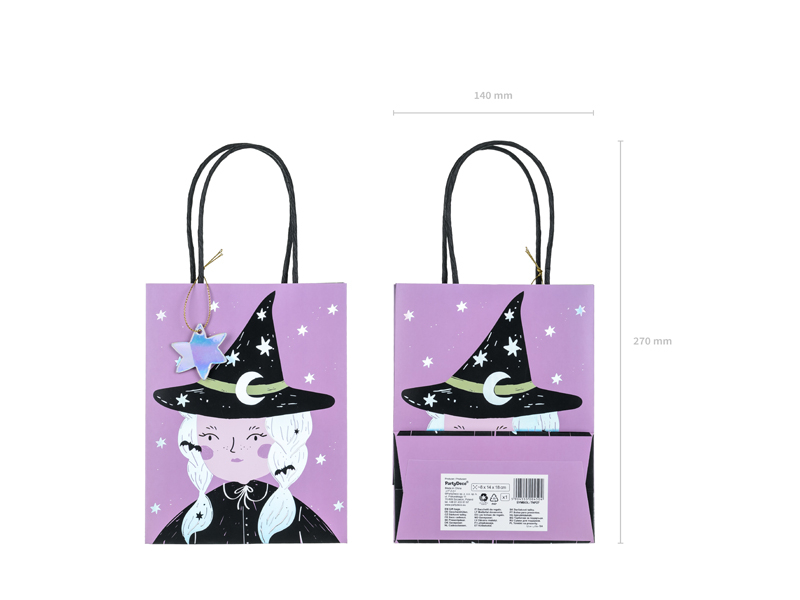Gift bag Witch, mix, 8x14x18 cm - Designer decorations and ideas for ...
