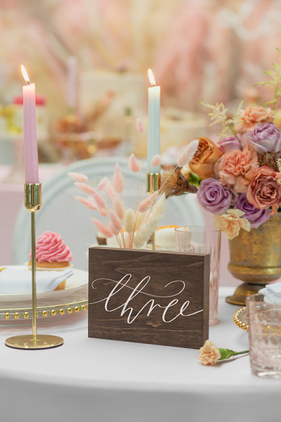 Wooden table number, ''Three'', 2x18x12.5 cm - Designer decorations and ...