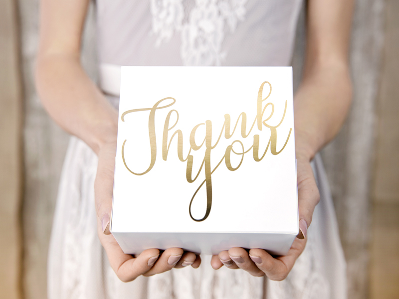 Decorative cake boxes - Thank you, gold, 14x8.5x14cm (1 pkt / 10 pc ...