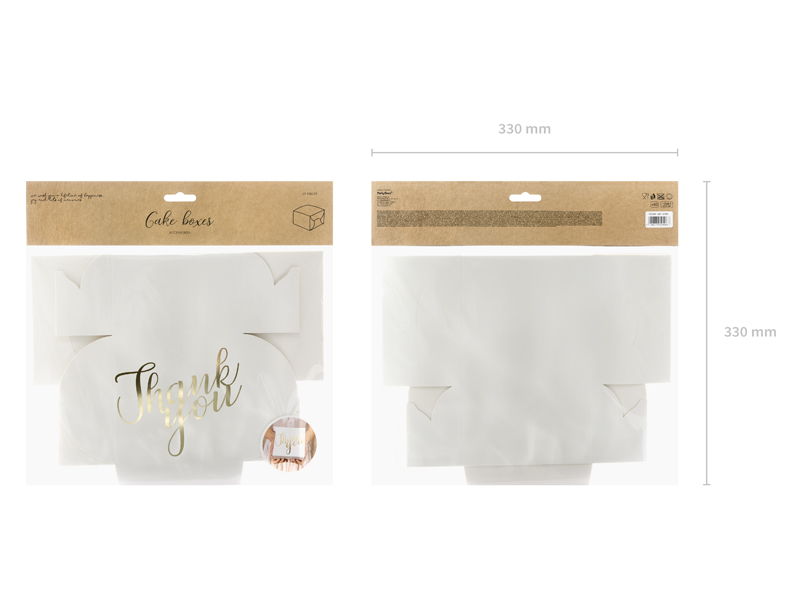 Decorative cake boxes - Thank you, gold, 14x8.5x14cm (1 pkt / 10 pc ...