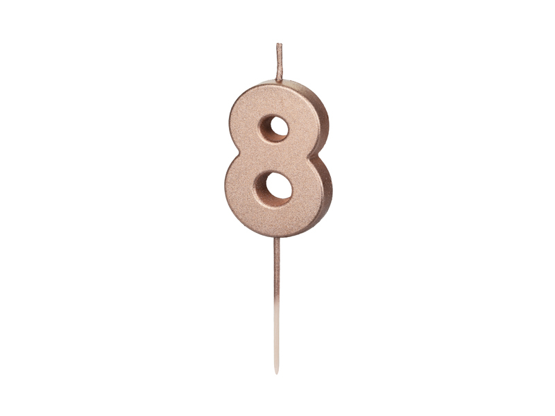 Birthday Candle Number 8, rose gold, 4.5cm - Designer decorations and ...