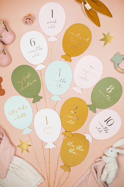 Milestone Cards Balloons, mix, 11.5x17cm - Designer decorations and ...
