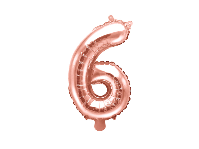 Foil Balloon Number ''6'', 35cm, rose gold - Designer decorations and ...