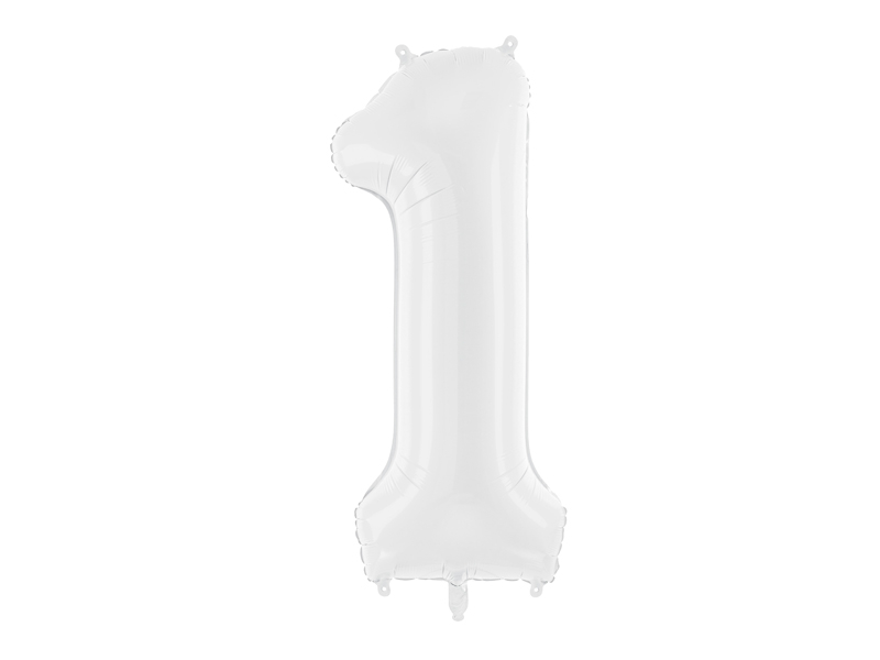 Foil ballon Number ''1'', 86 cm, white - Designer decorations and ideas ...