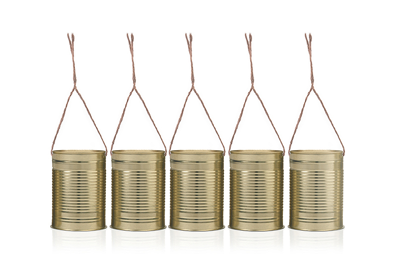 Decorative cans, gold, 10 x 7cm (1 pkt / 5 pc.) - Designer decorations ...