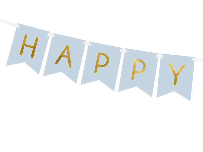 Banner Happy Birthday, light blue, 15 x 175 cm - Designer decorations ...