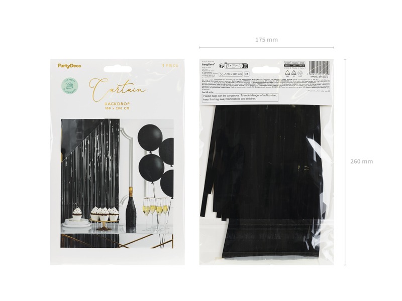 Party curtain, black, 100x200cm - Designer decorations and ideas for ...