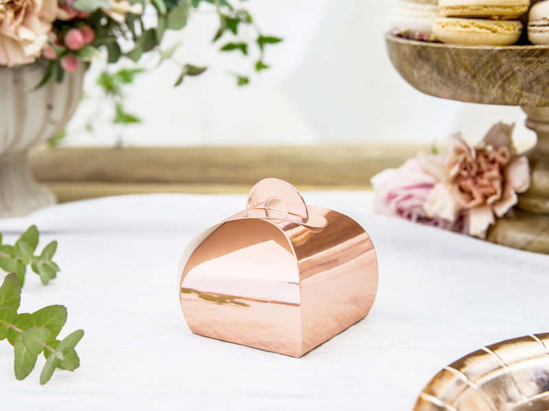 Boxes, rose gold, 6x6x5.5cm (1 pkt / 10 pc.) - Internet shop :: PartyDeco