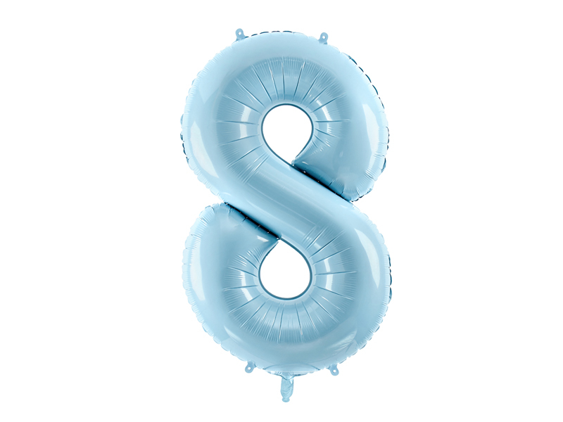 Foil Balloon Number ''8'', 86cm, light blue - Designer decorations and ...