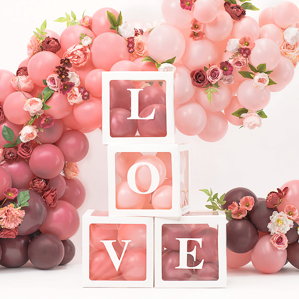 Balloon boxes LOVE, 30x30 cm, white (1 pkt / 4 pc.) - Designer ...