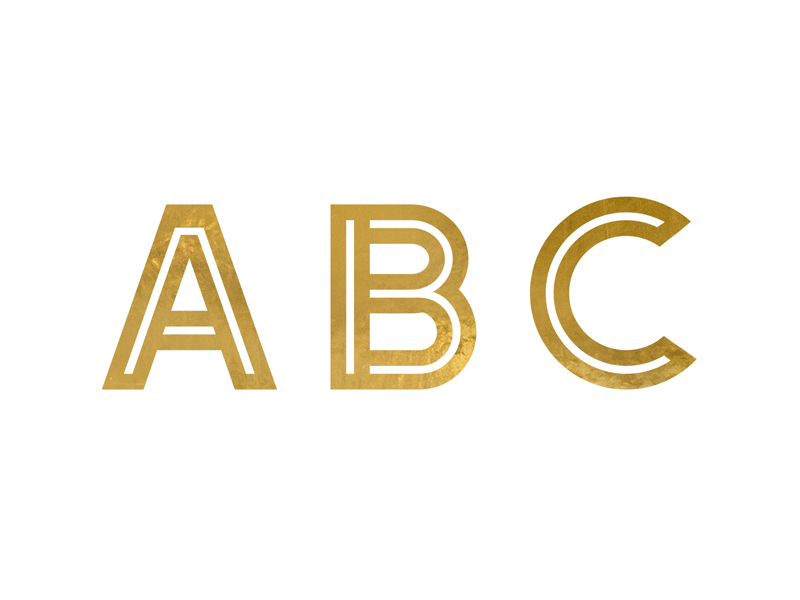 Alphabet stickers, 4 cm, gold (1 pkt / 6 pc.) - Designer decorations ...