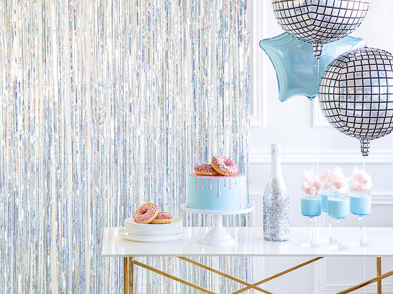 Party curtain, holographic, 90 x 250cm - Designer decorations and ideas ...