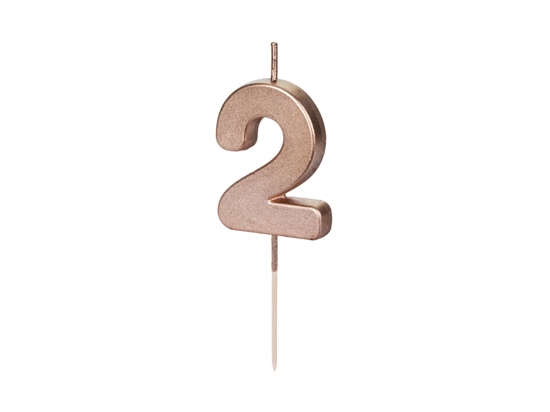 Birthday Candle Number 2, rose gold, 4.5cm - Designer decorations and ...