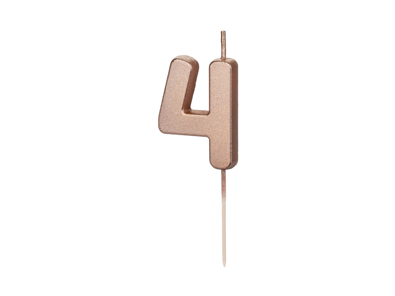 Birthday Candle Number 4, rose gold, 4.5cm - Designer decorations and ...