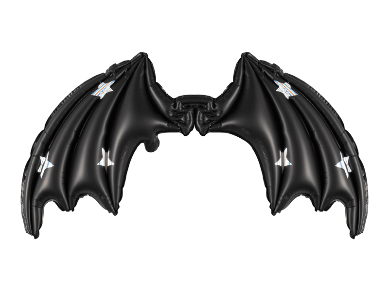 Foil Balloon Bat Wings, Black Matte with Stars, 85 x 50 cm - Designer ...