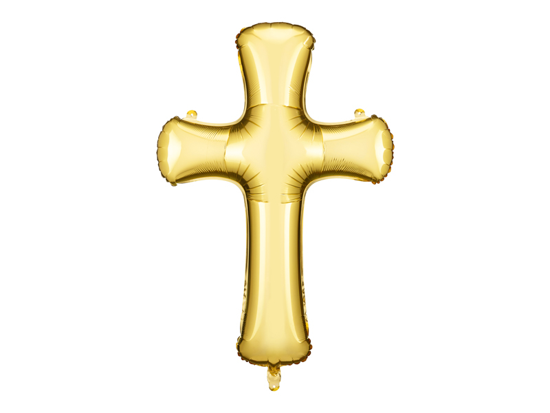 Foil balloon Cross, 103.5x74.5 cm, gold - Designer decorations and ...