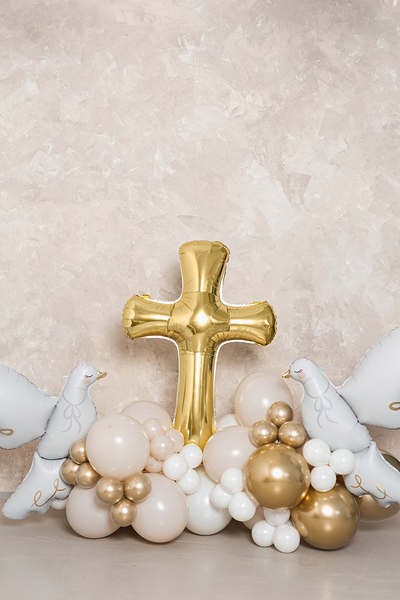 Foil balloon Cross, 103.5x74.5 cm, gold - Designer decorations and ...