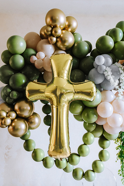 Foil balloon Cross, 103.5x74.5 cm, gold - Designer decorations and ...