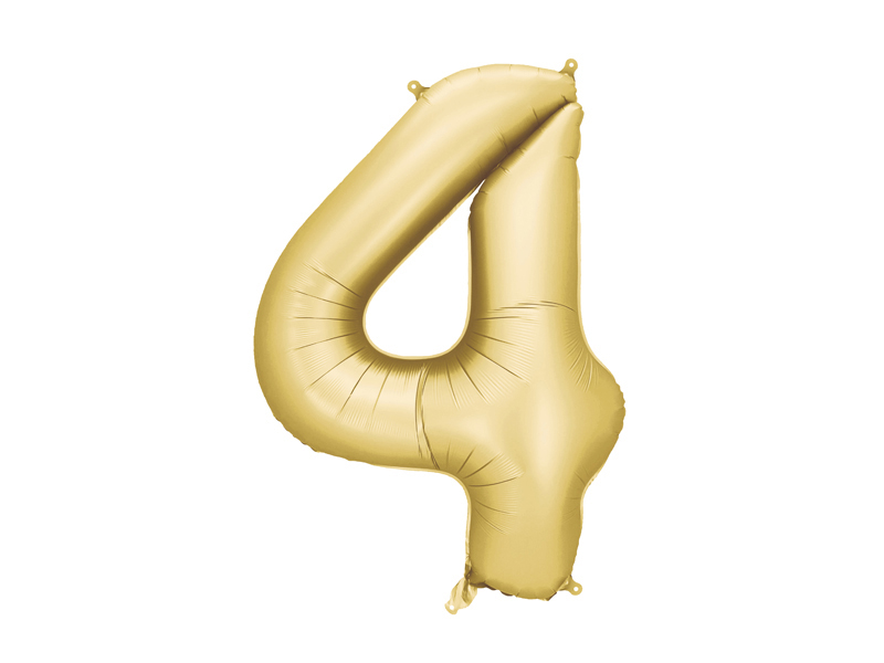 Foil Balloon Number '4', 86 cm, gold - Designer decorations and ideas ...