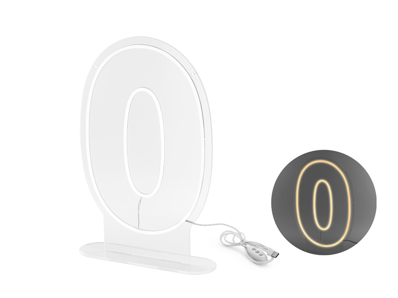 Neon LED - Digit '0', white, 50cm - Designer decorations and ideas for ...