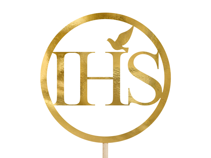 Cake topper IHS, gold, 22cm - Internet shop