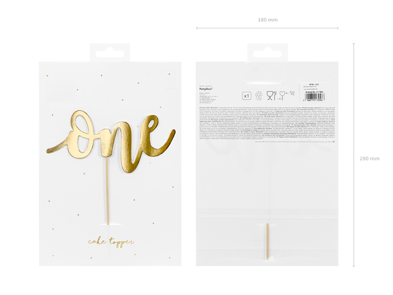 Cake topper One, gold, 19cm - Designer decorations and ideas for every ...