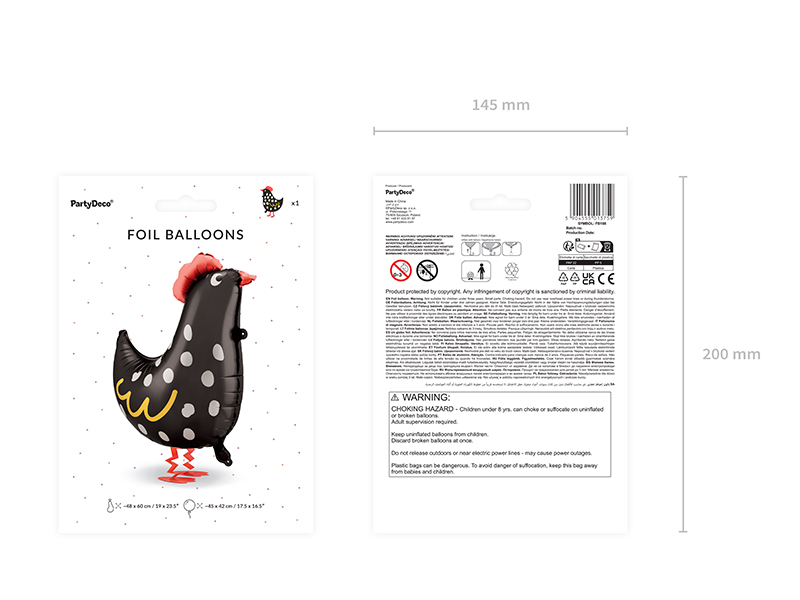 Foil balloon Rooster, 48x60 cm, mix - Designer decorations and ideas ...