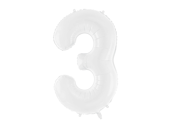 Foil ballon Number ''3'', 86 cm, white - Designer decorations and ideas ...