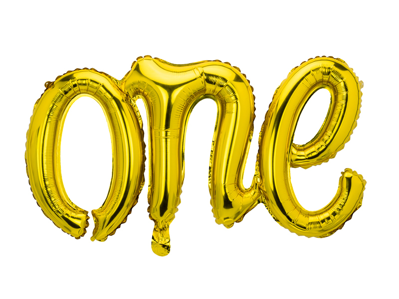 Foil balloon One, 66x37cm, gold - Designer decorations and ideas for ...
