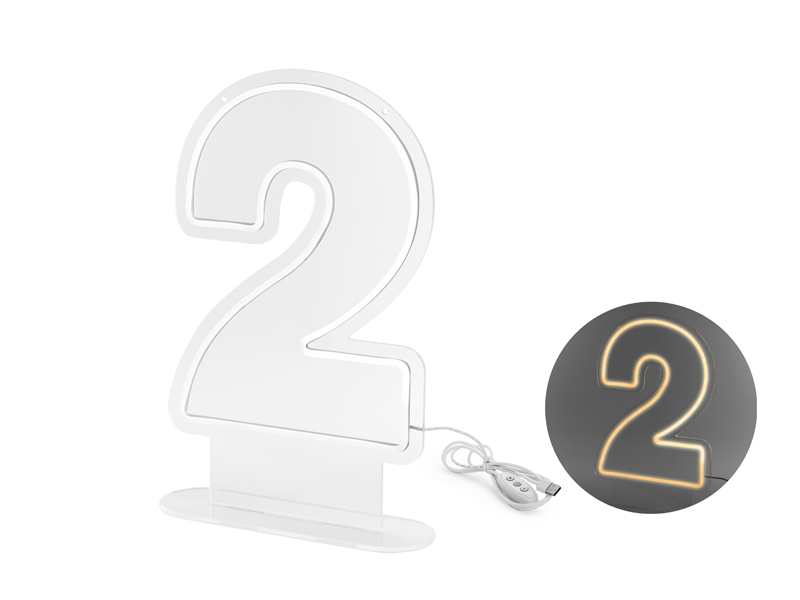 Neon LED - Digit '2', white, 50cm - Designer decorations and ideas for ...