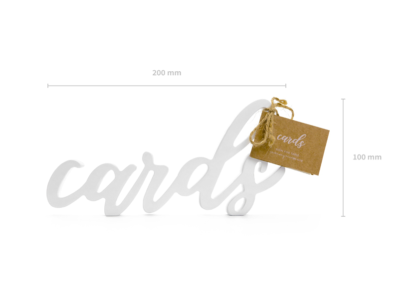 Wooden inscription Cards, white, 20x10cm - Internet shop :: PartyDeco