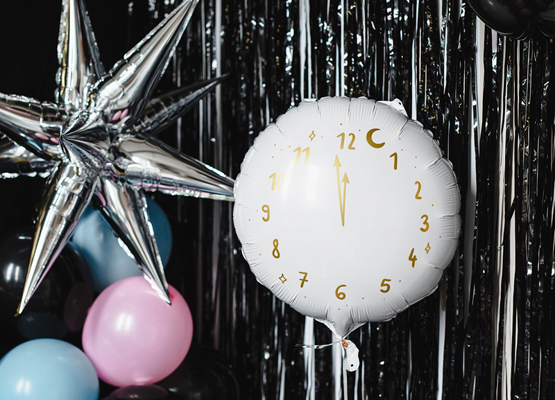 Foil balloon Clock, 45 cm, white - Designer decorations and ideas for ...